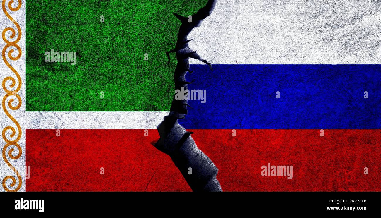 Russia and Chechnya flags together. Chechnya and Russia war crisis ...