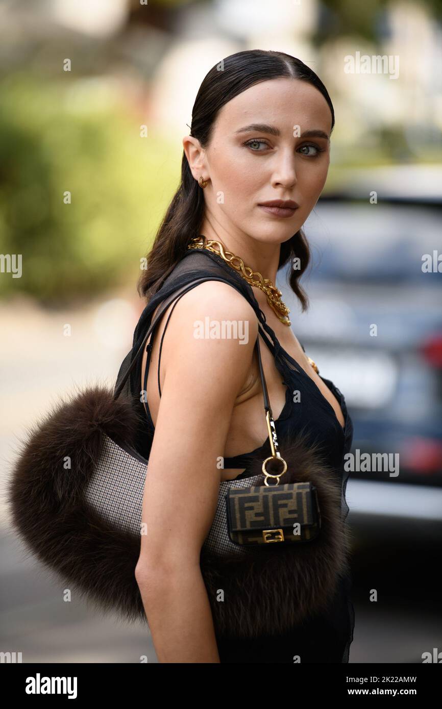 Mary Leest outside Fendi fashion show during the Milan Fashion Week Spring/Summer 2023 Stock ...
