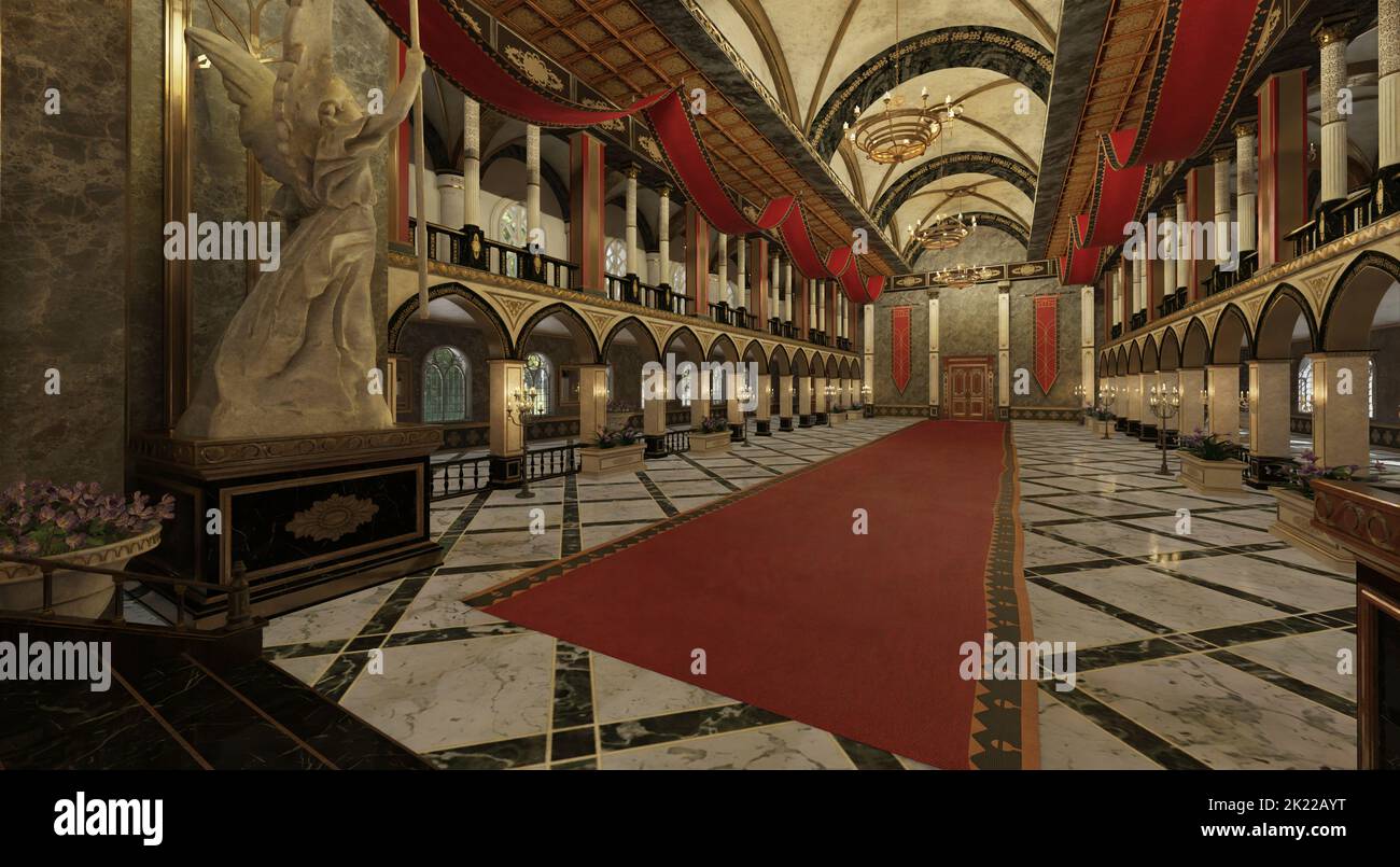 3D illustration fantasy royal palace interior Stock Photo - Alamy