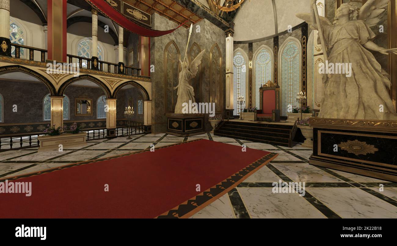 3D illustration fantasy royal palace interior Stock Photo - Alamy