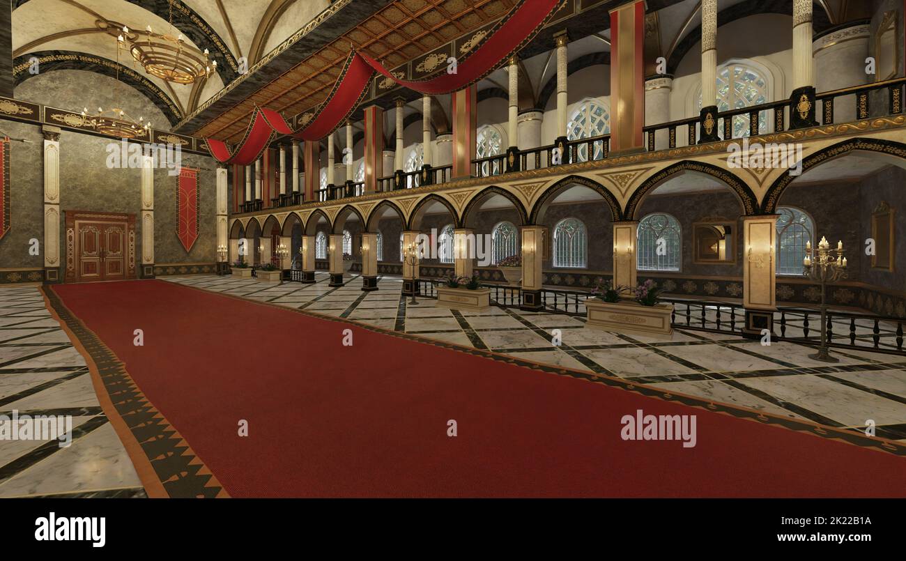 3D illustration fantasy royal palace interior Stock Photo - Alamy