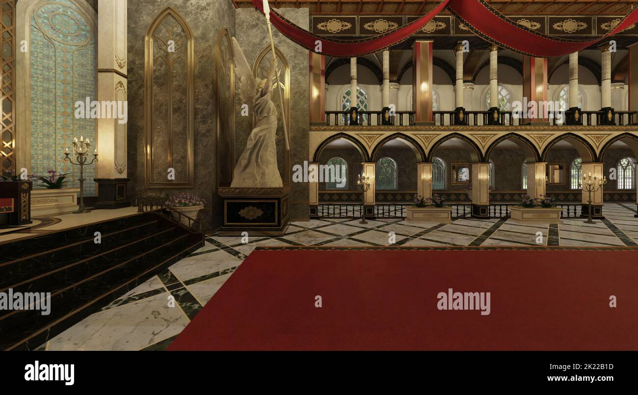 3D illustration fantasy royal palace interior Stock Photo - Alamy