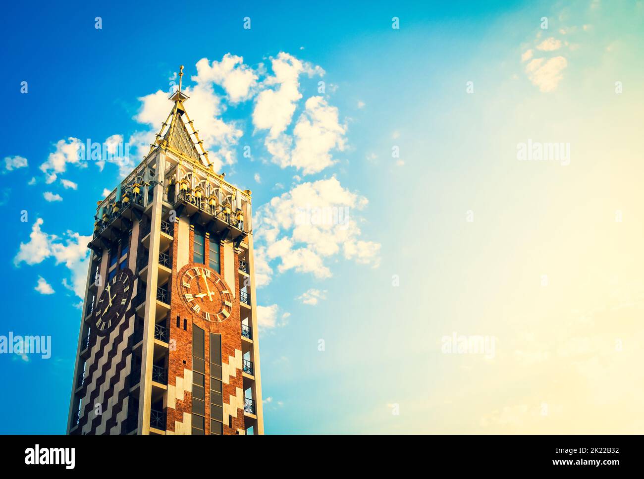 BATUMI, GEORGIA - 4th august, 2022: Clock Tower on Piazza Square with ...