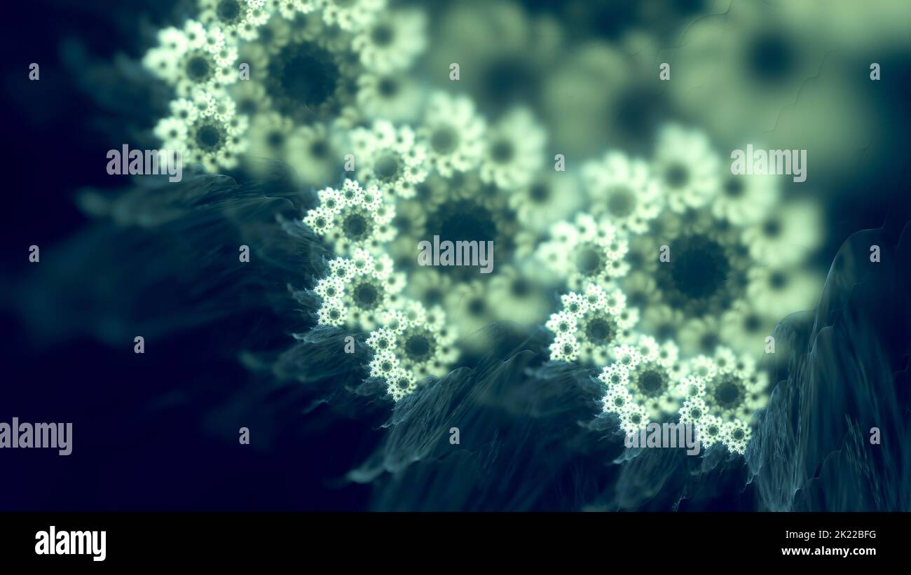 Dreamy Deep Sea Green Fractal Nautilus Spirals Background. Whimsical ...