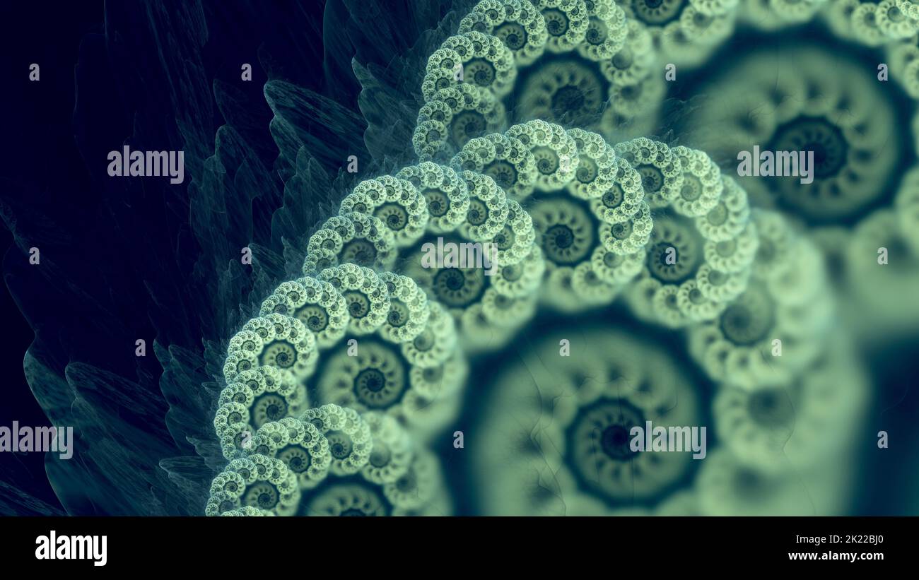 Dreamy Deep Sea Green Fractal Nautilus Spirals Background. Whimsical ...