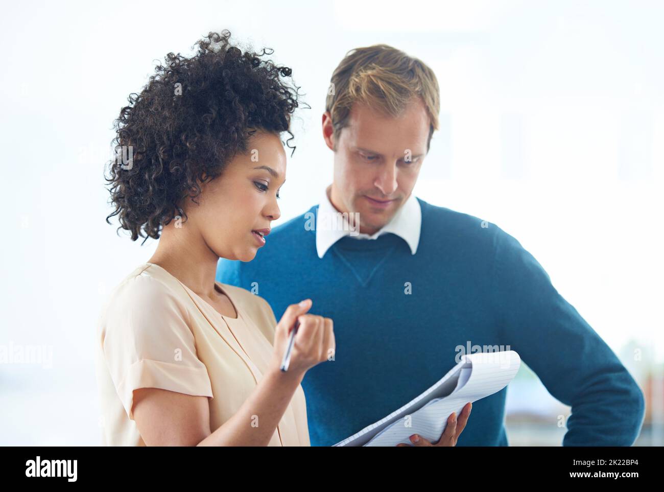 Everything happens with an idea. two business people discussing ideas ...