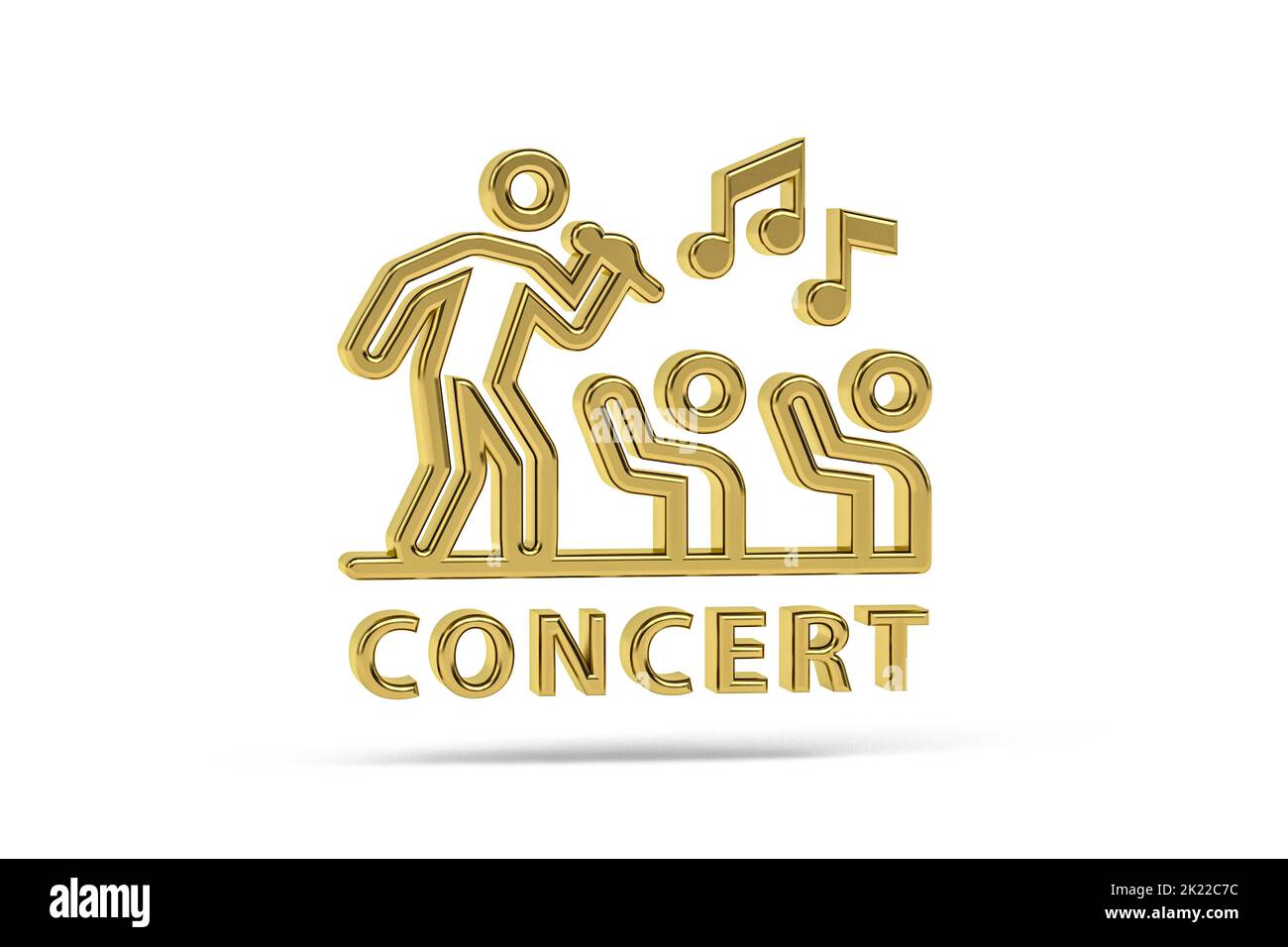 Golden 3d concert icon isolated on white background - 3d render Stock ...