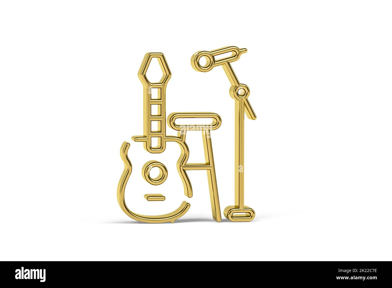 Golden 3d concert icon isolated on white background - 3d render Stock ...