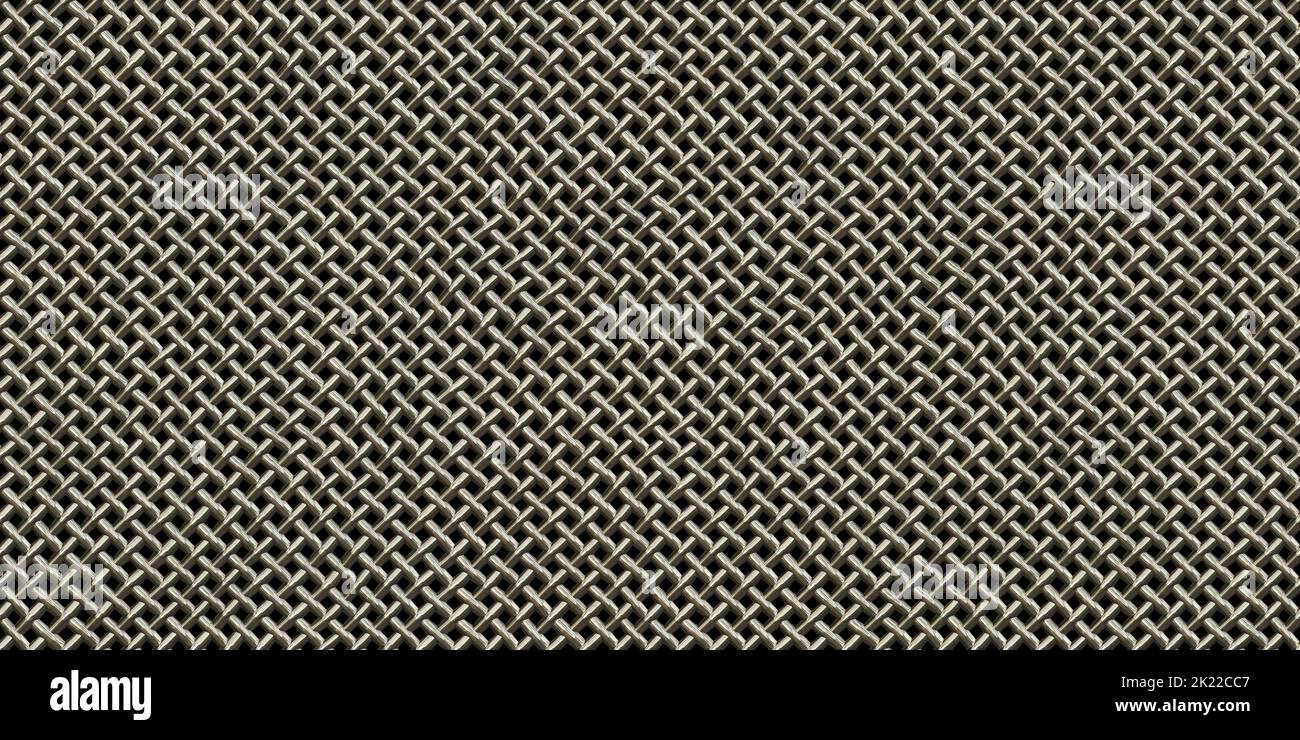 Seamless metal netting or wire mesh background surface pattern. Tileable realistic shiny steel ...