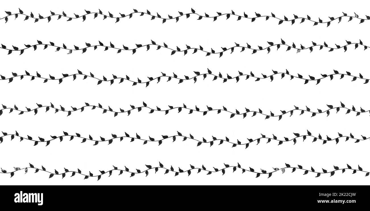 Pen and ink doodle vines seamless pattern. Hand drawn botanical ...