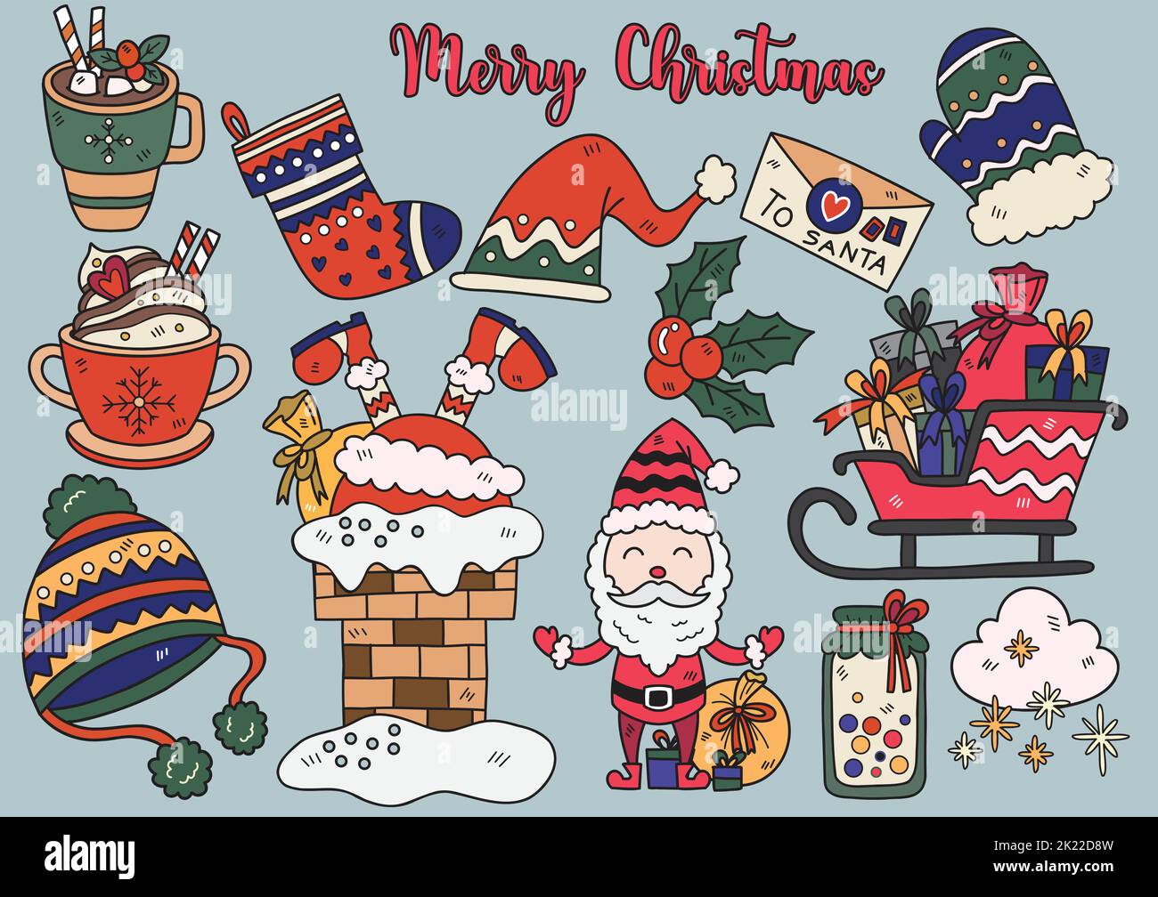 Hand drawn style christmas object doodle objects vector illustration ...