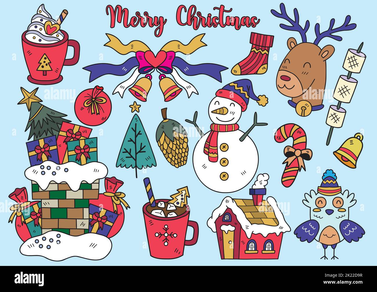 Hand drawn style christmas object doodle objects vector illustration ...