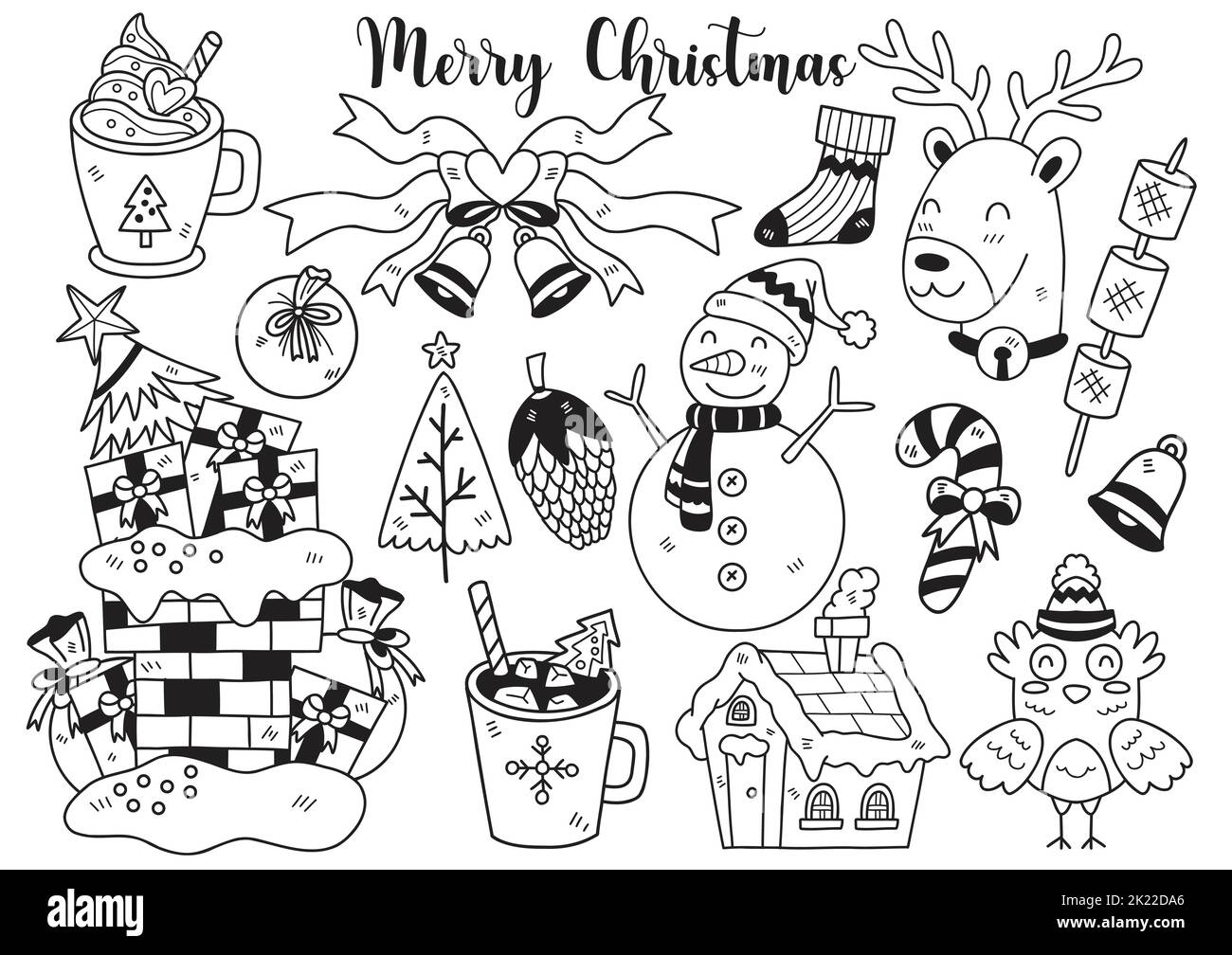 Hand drawn style christmas object doodle objects vector illustration ...