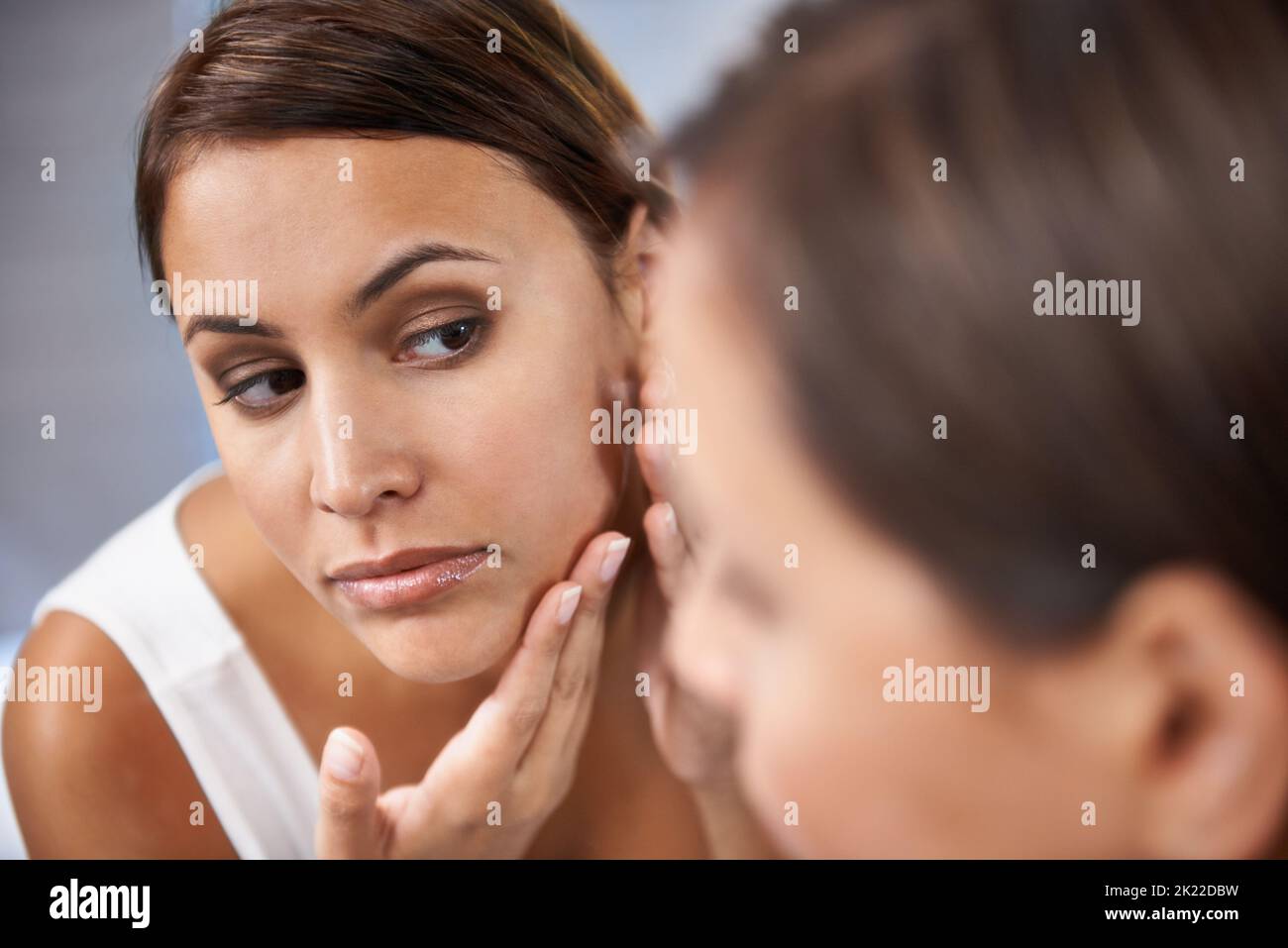 Woman face mirror acne hi-res stock photography and images - Alamy