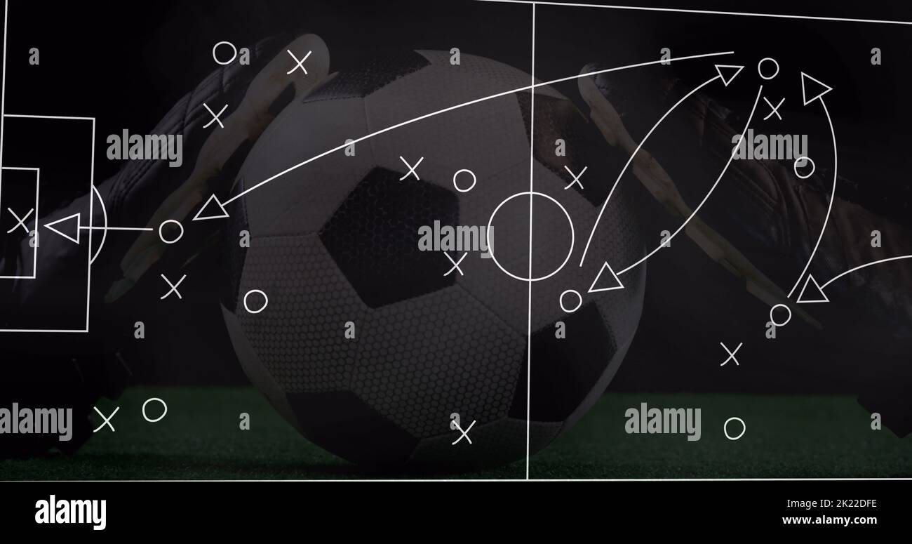 Image of illustration of strategy of soccer game over black sneakers ...