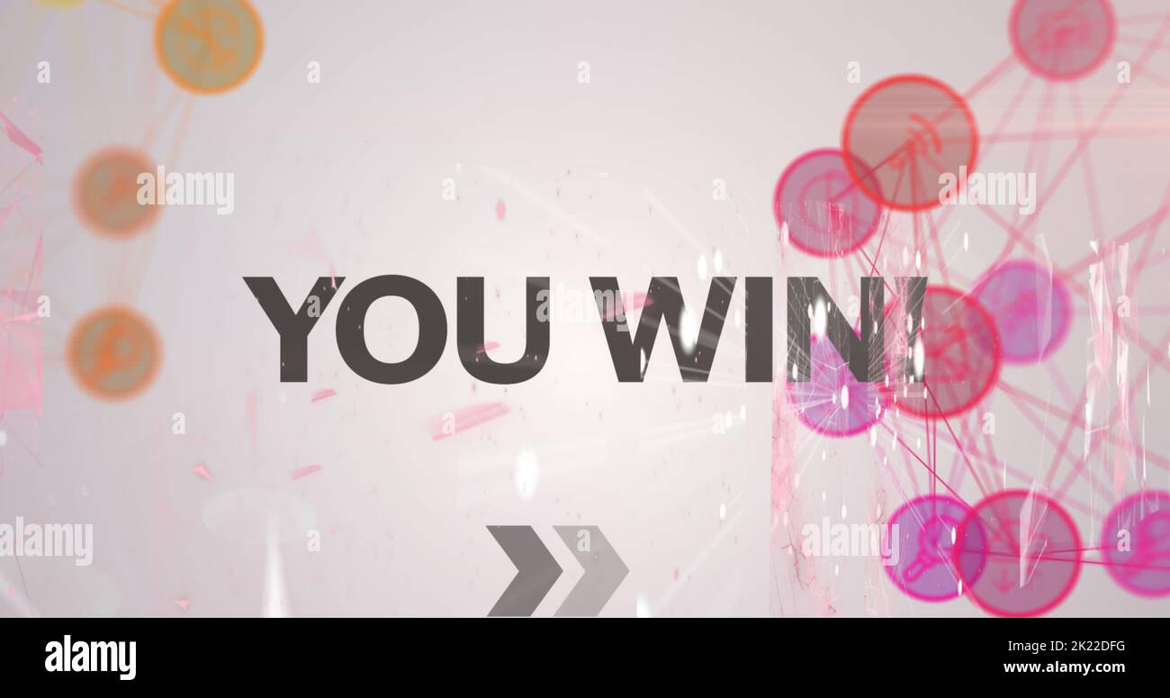 Images of you win text over data processing on white background Stock ...