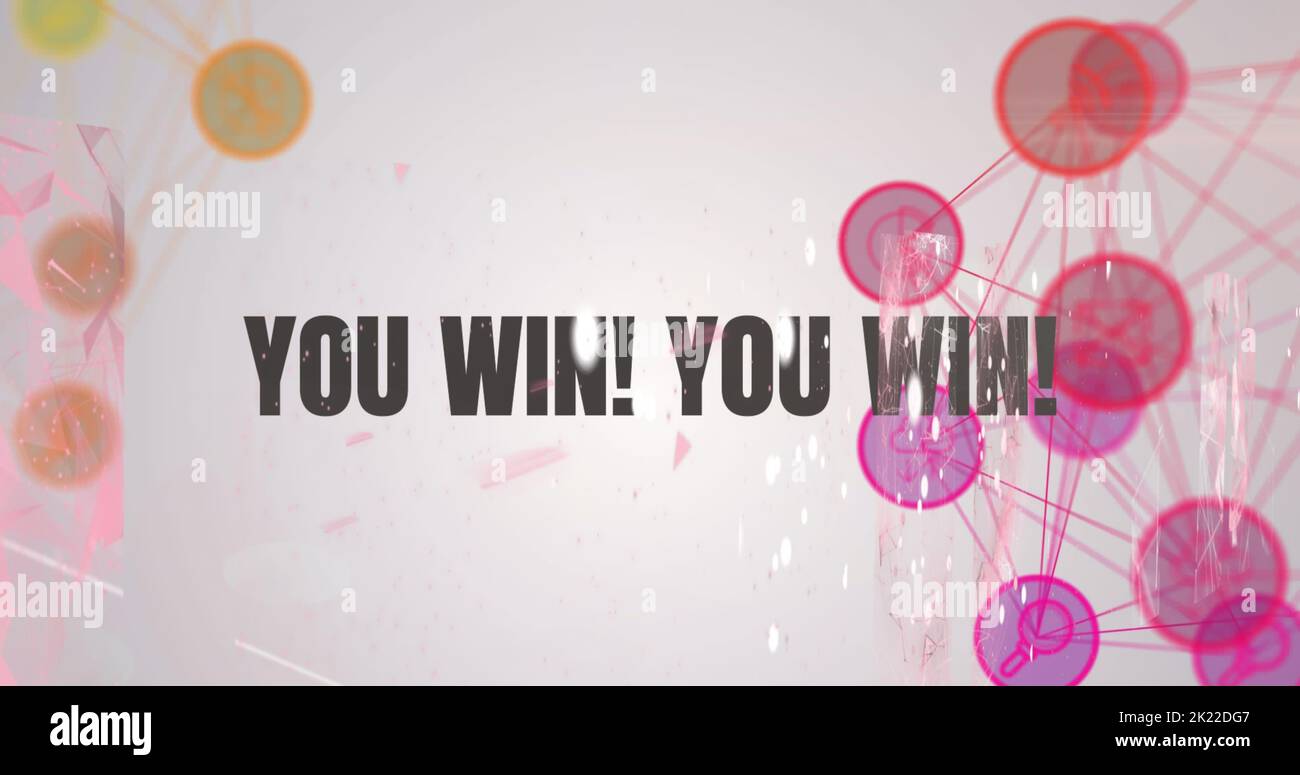 Images of you win text over data processing on white background Stock ...