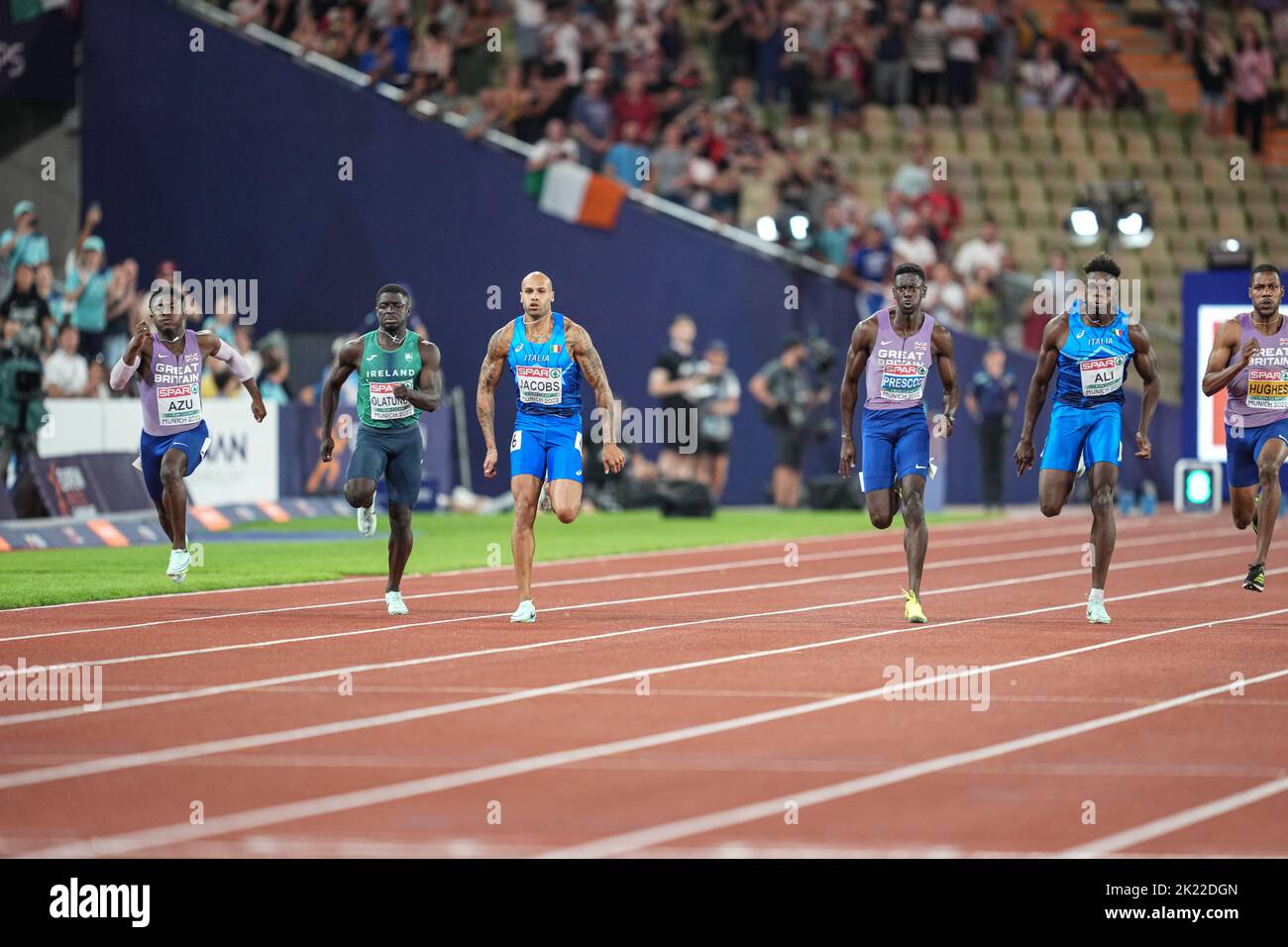 Marcell Jacobs winning in the 100 meters at the European Athletics ...