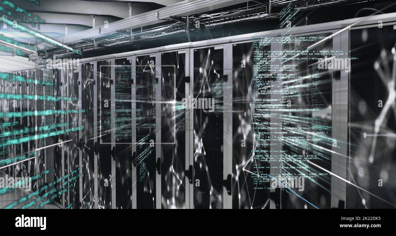 Image of data processing over server room Stock Photo - Alamy