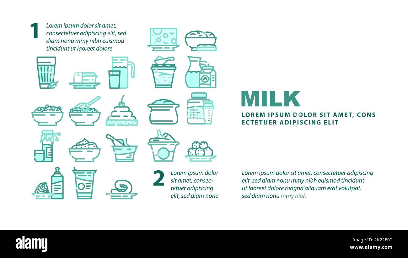 milk product dairy food yogurt landing header vector Stock Vector Image ...