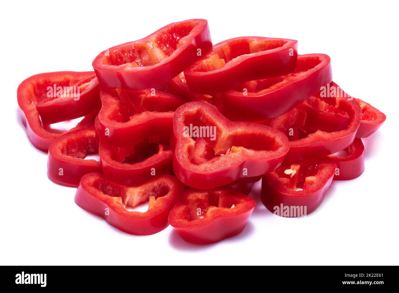 sliced red pepper isolated on white background Stock Photo - Alamy