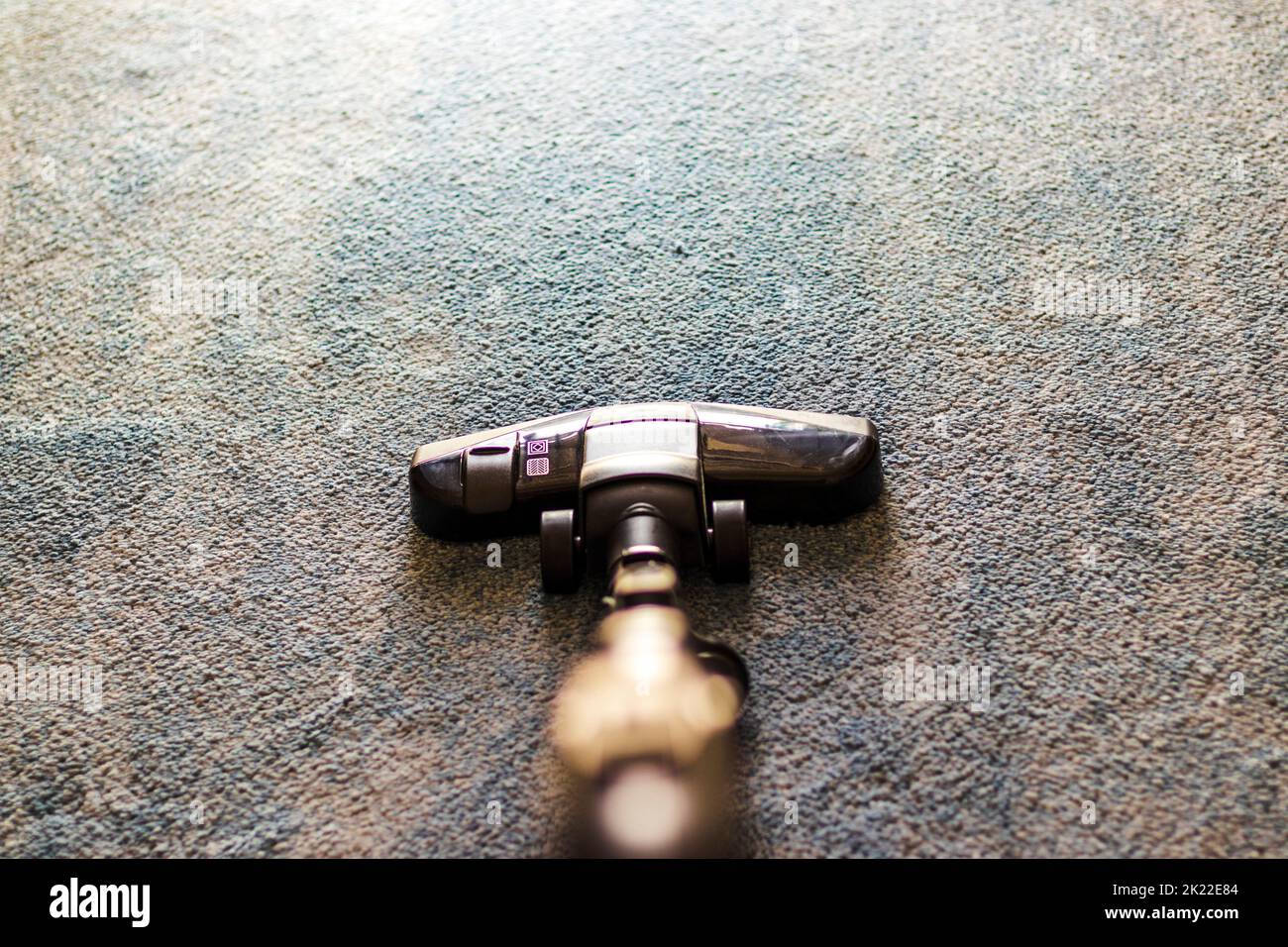 Shot of a vacuum cleaner on the grey carpet Stock Photo - Alamy