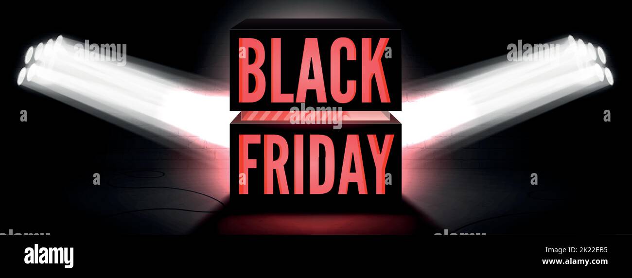 Black friday total sale long vector banner template. Stylish capital ...