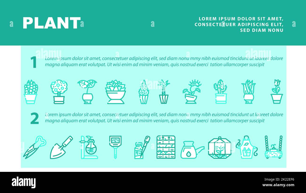 Potted Plant And Care Accessories Landing Header Vector Stock Vector