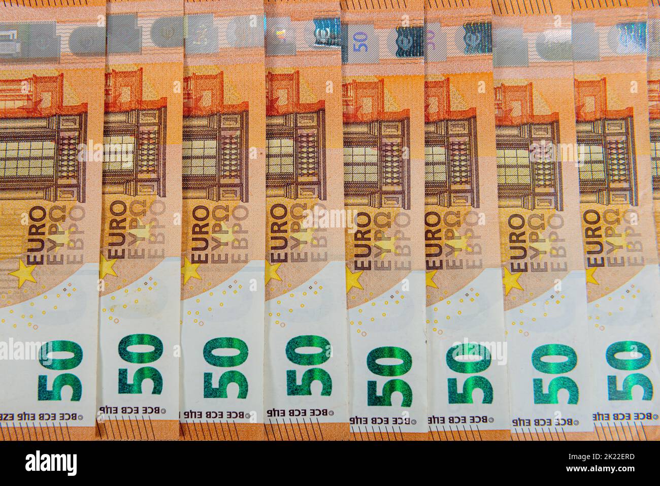 background from 50 euro banknotes, Euro banknote as part of the ...