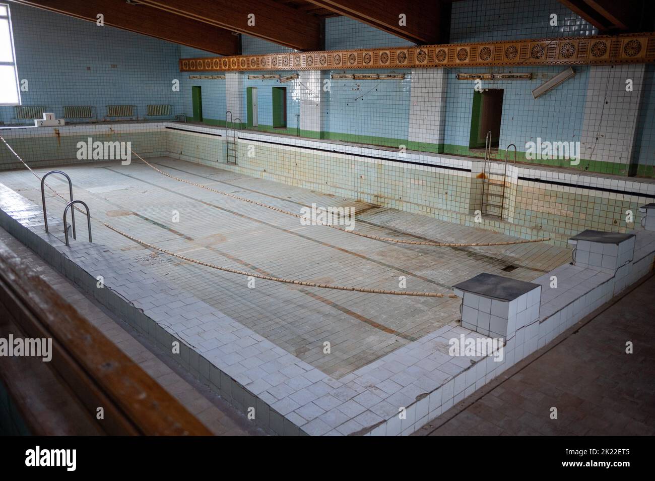Pyramiden, Norway. 10th Sep, 2022. The swimming pool in the abandoned ...