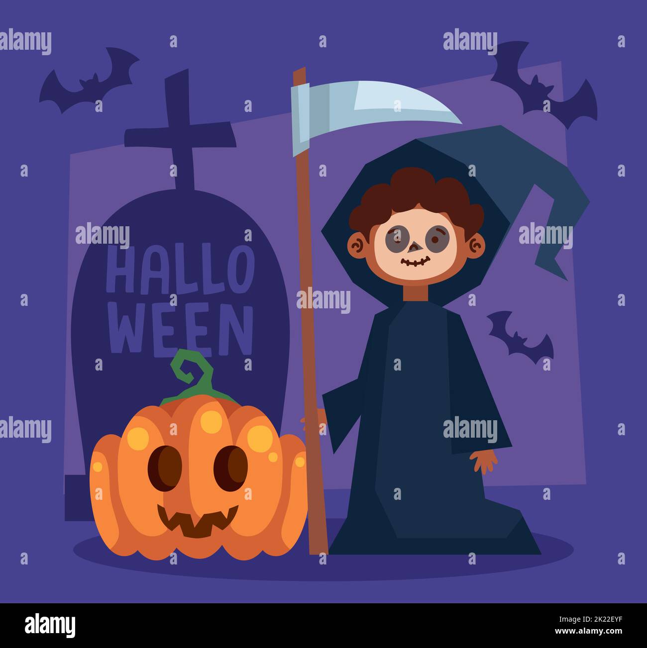 halloween lettering with little reaper Stock Vector Image & Art - Alamy
