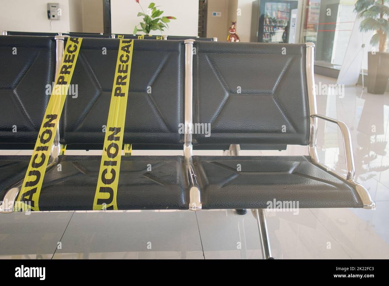 seats with yellow caution stripe Stock Photo - Alamy
