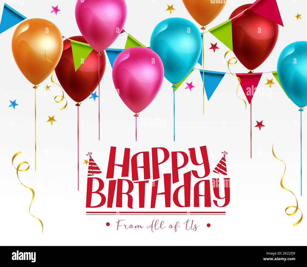 Birthday party vector design. Happy birthday greeting text with ...