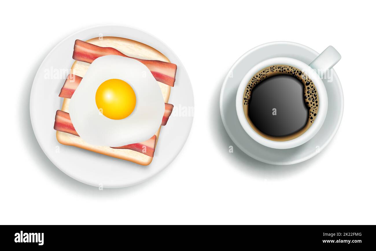American breakfast vector realistic illustration Stock Vector Image ...