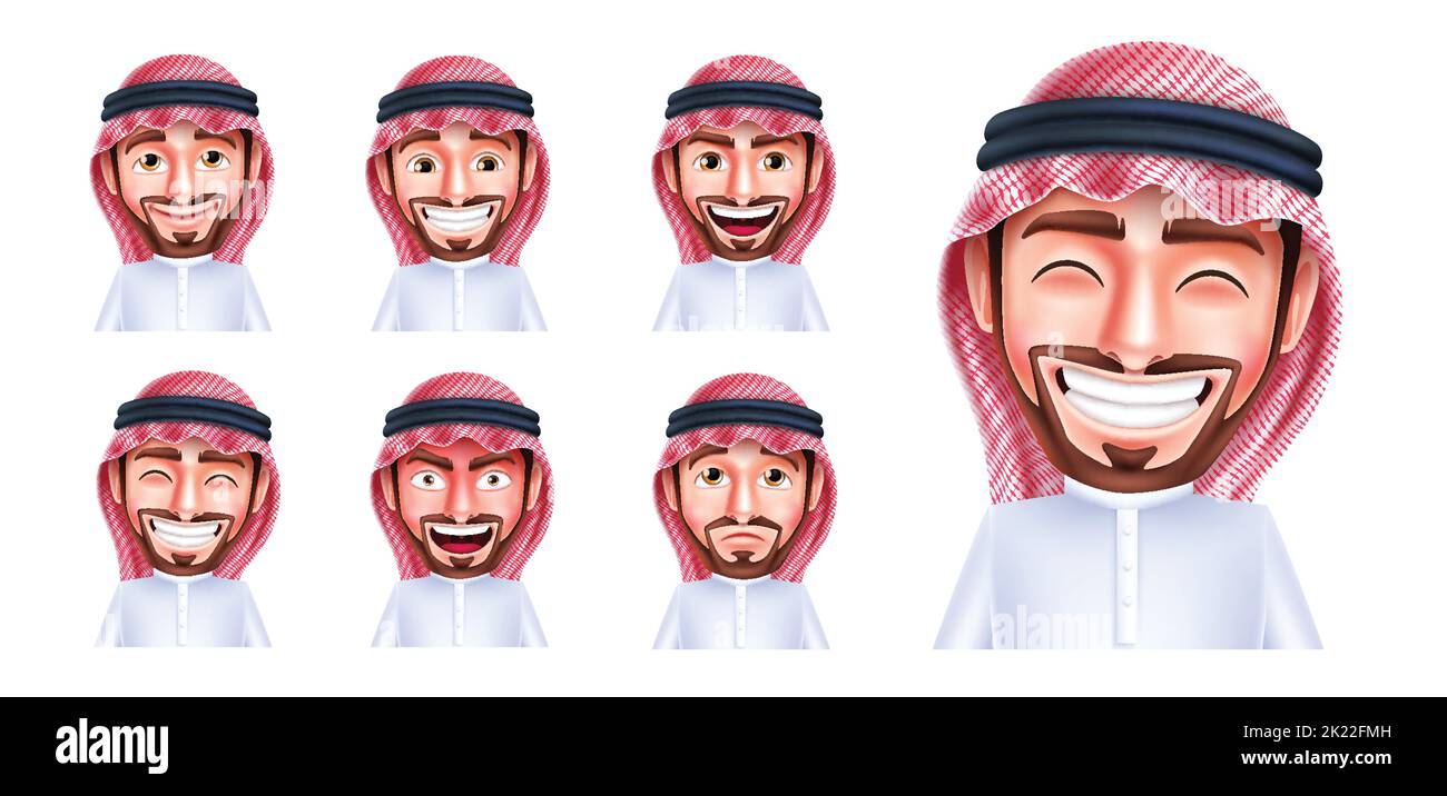 Saudi man character set vector design. Arab handsome man collection ...