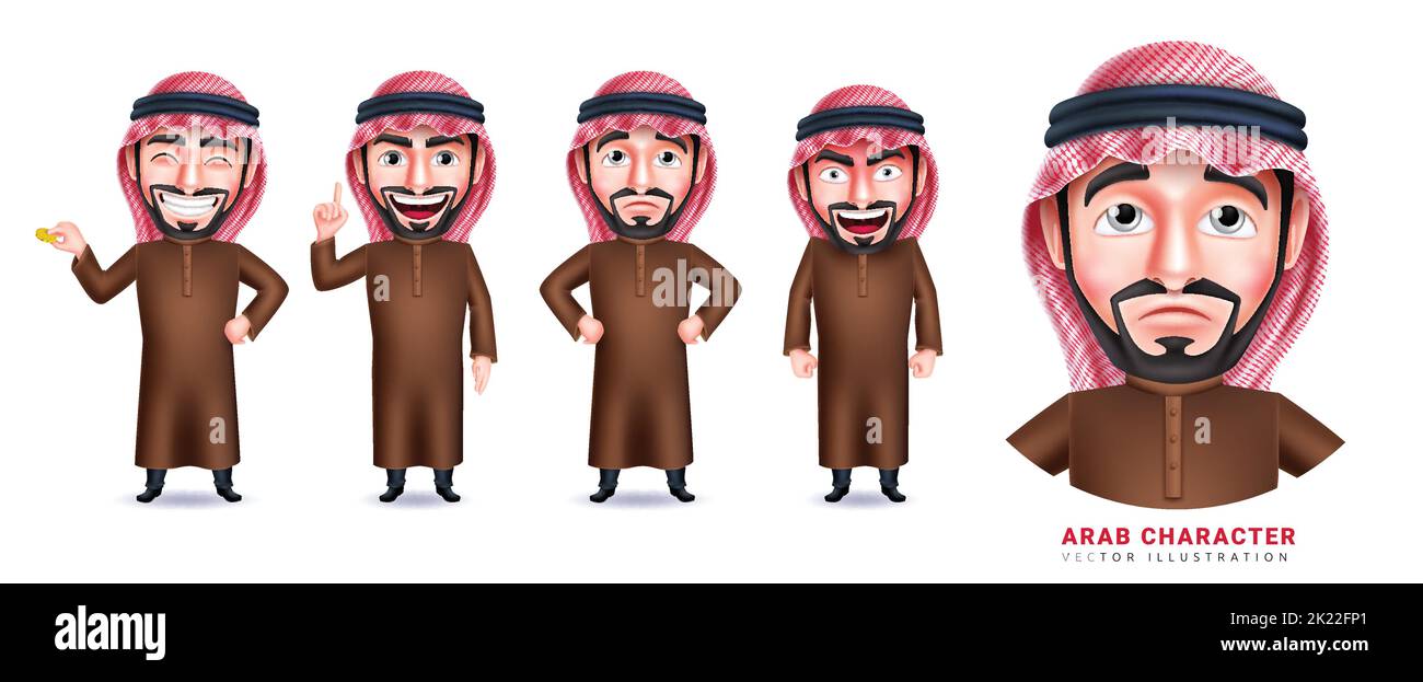 Arab man character vector set design. Saudi business man characters ...