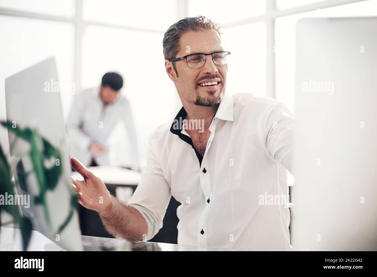 business man working on a personal computer Stock Photo - Alamy