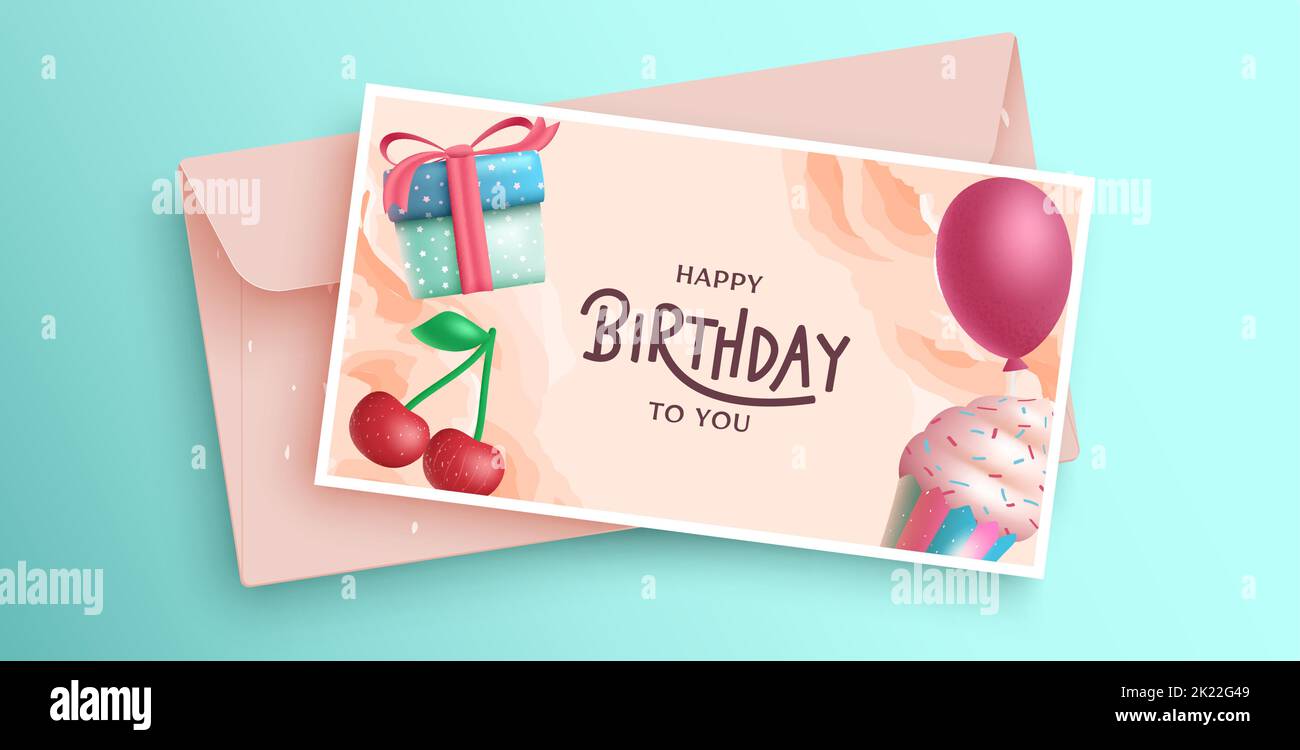 Birthday card vector design. Happy birthday text in elegant invitation ...