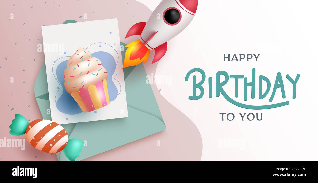 Happy birthday greeting vector design. Happy birthday to you text with ...