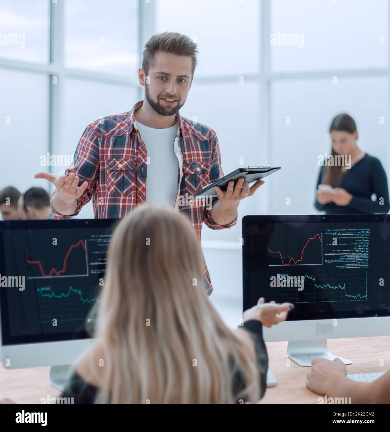 office employees work in a modern office Stock Photo - Alamy