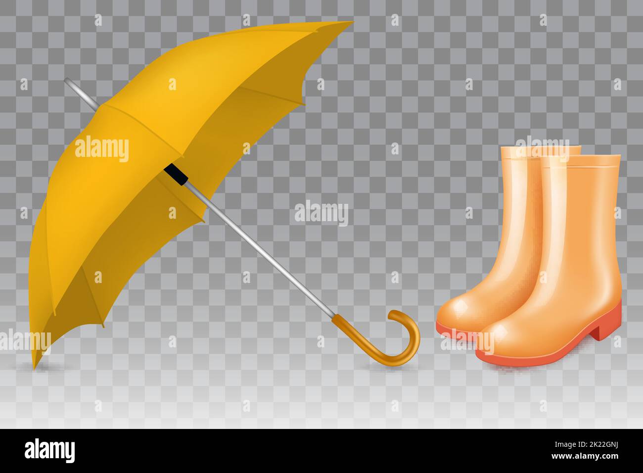 Vector realistic yellow umbrella and rubber boots Stock Vector Image & Art - Alamy