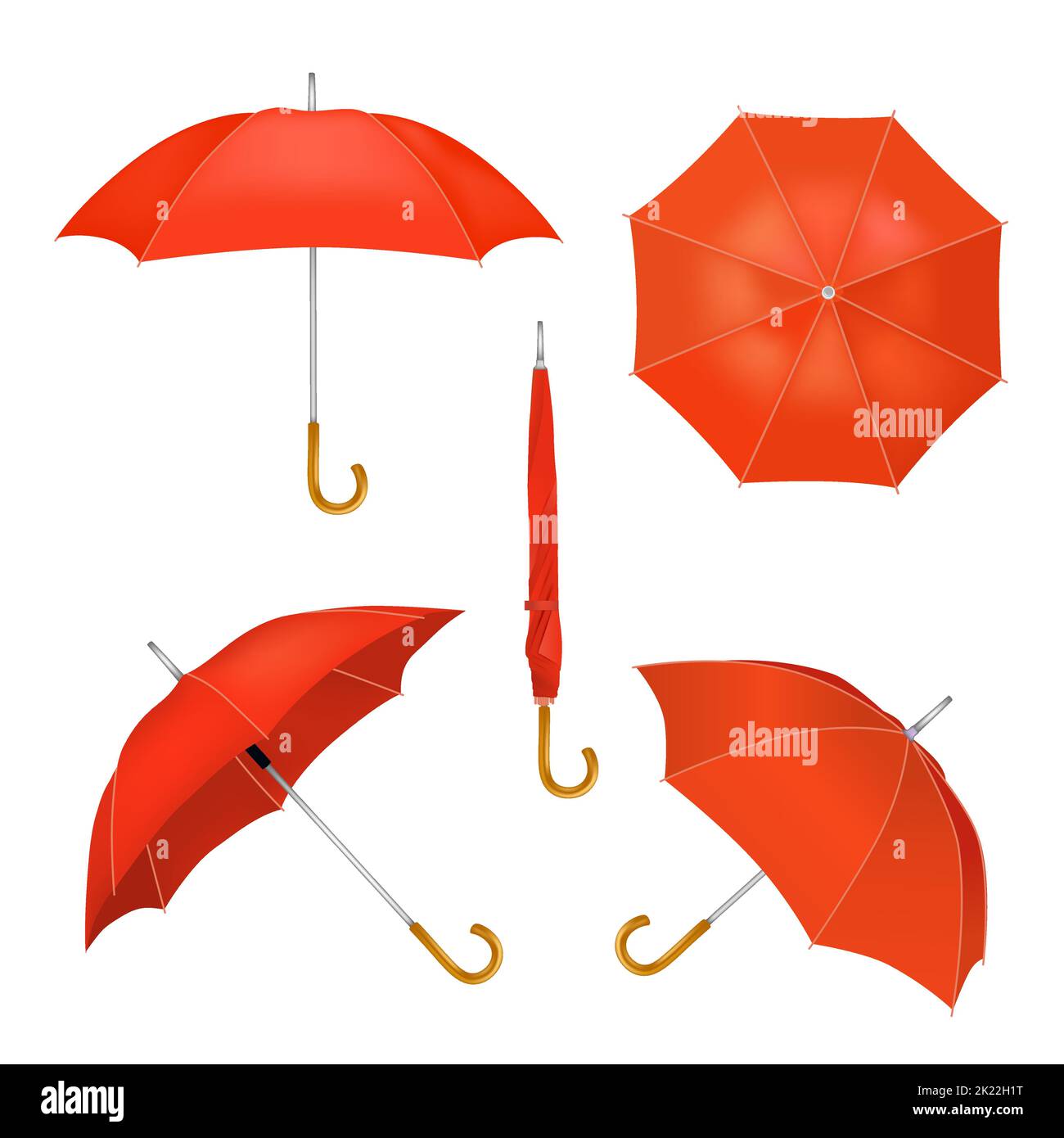Red folded opened umbrellas vector illustration Stock Vector Image & Art - Alamy