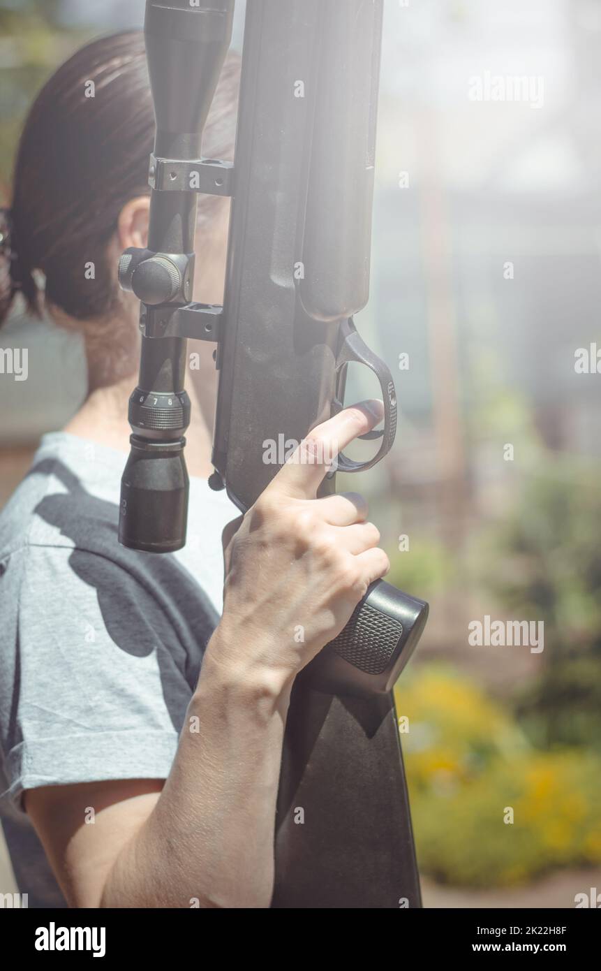 Holding a sniper rifle hi-res stock photography and images - Alamy