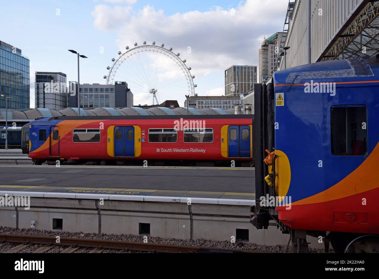 Class 455 South Western Railway trains at the platforms at Waterloo ...