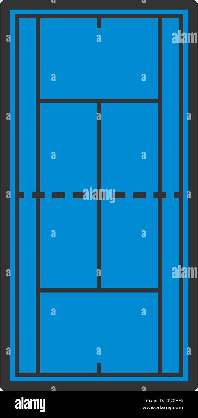 Tennis Field Mark Icon. Editable Bold Outline With Color Fill Design ...