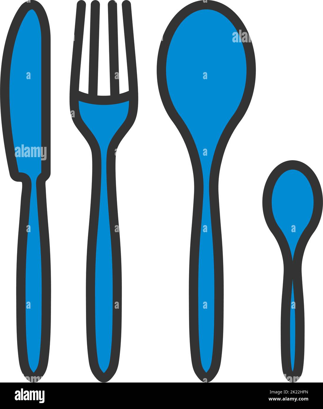 Silverware Set Icon. Editable Bold Outline With Color Fill Design ...