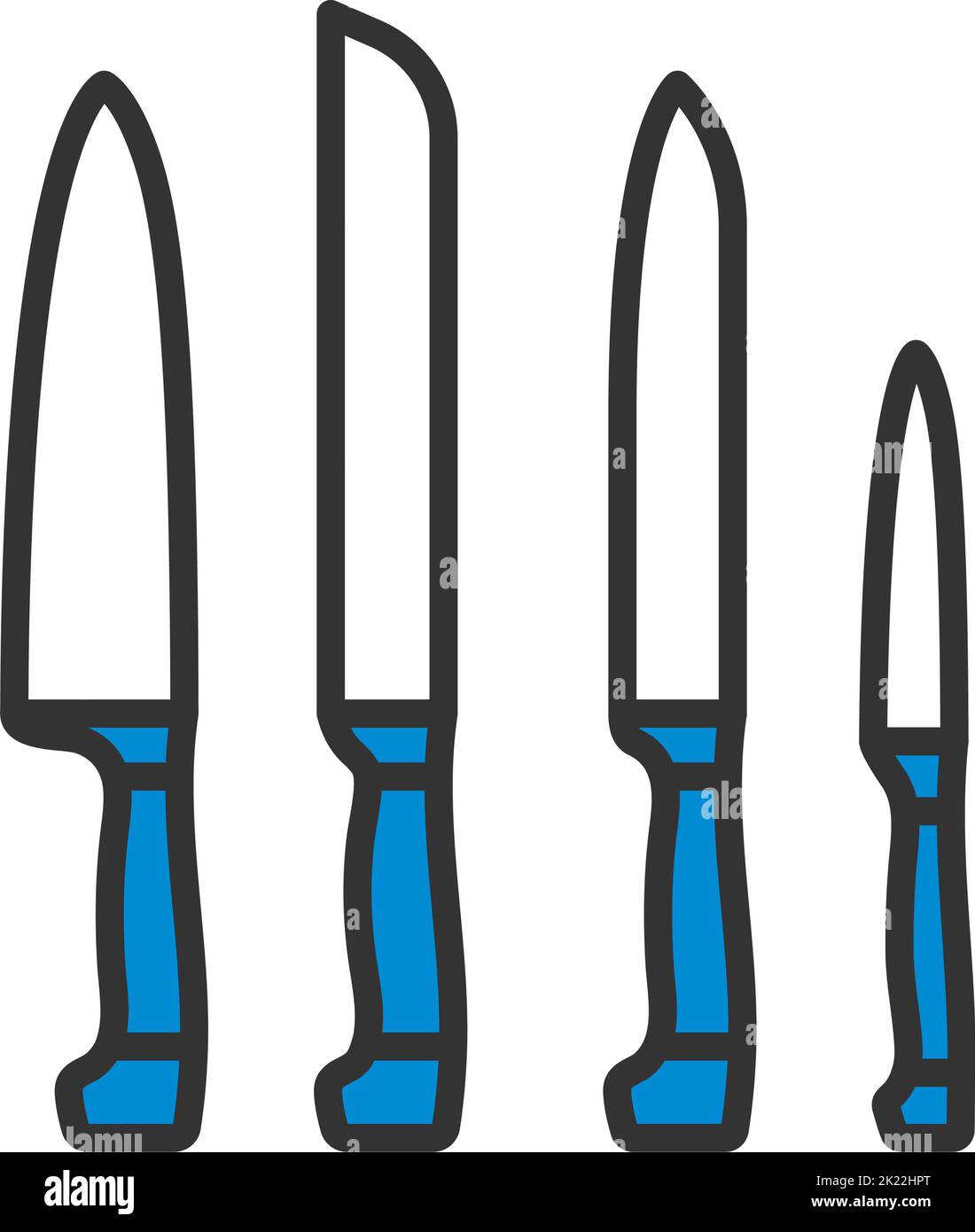 Kitchen Knife Set Icon. Editable Bold Outline With Color Fill Design ...