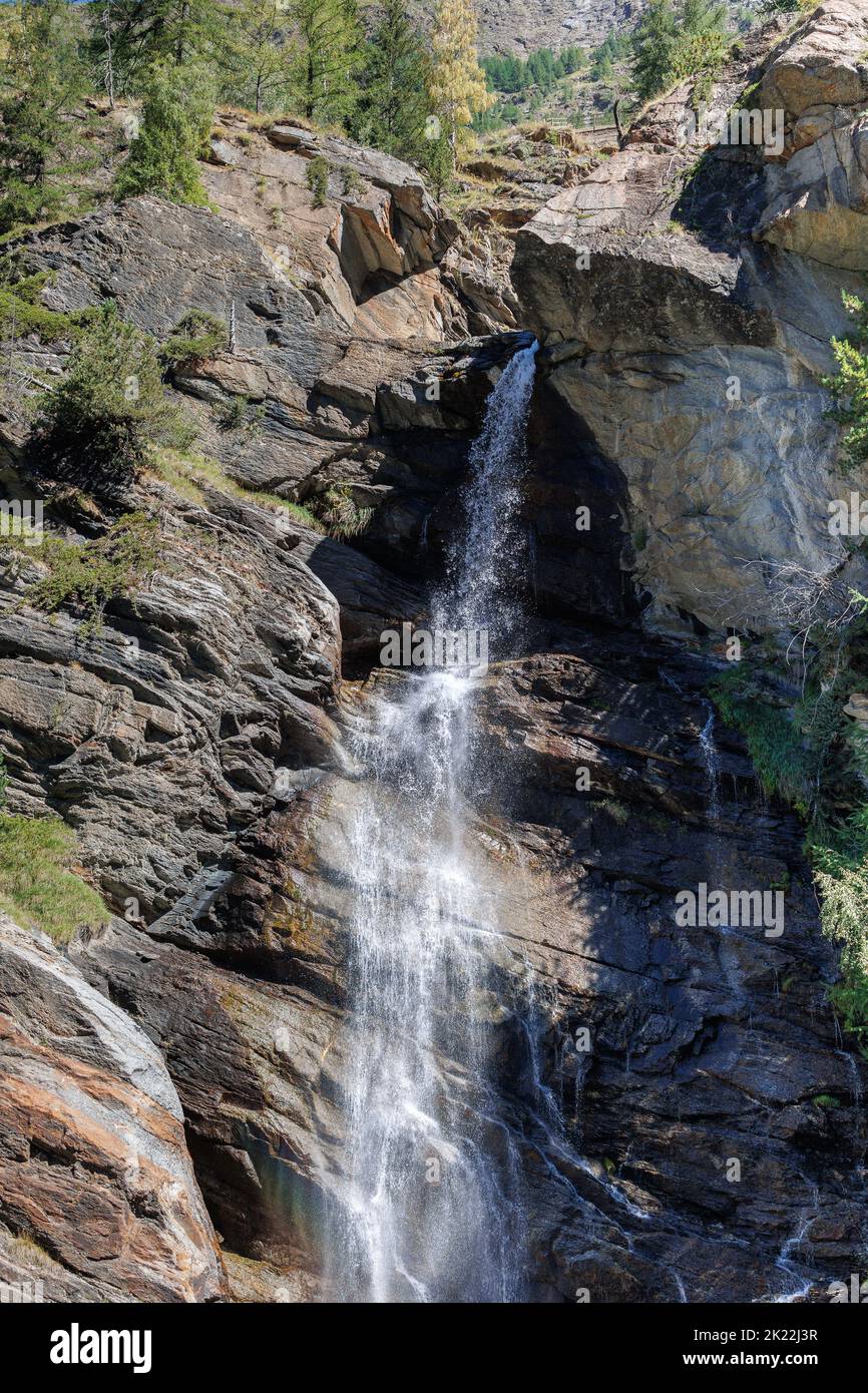 Lillaz Waterfalls in Cogne on the Italian Alps Mountains in the Aosta ...