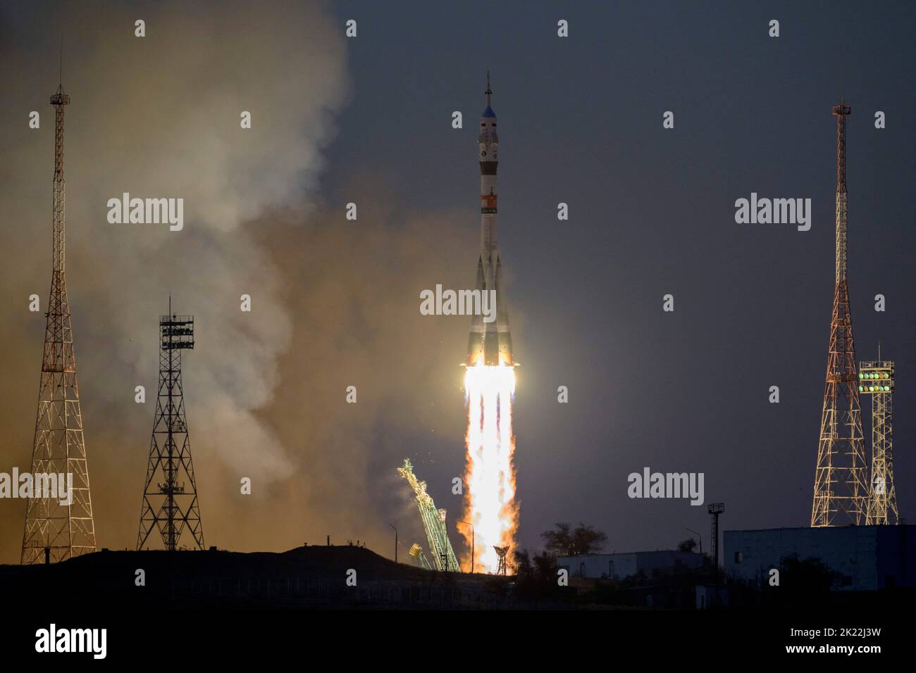 The Soyuz MS-22 rocket is launched to the International Space Station ...
