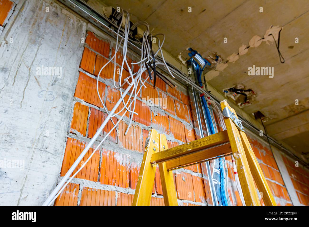 Ladders for easier installing cables, distribution boxes for ...